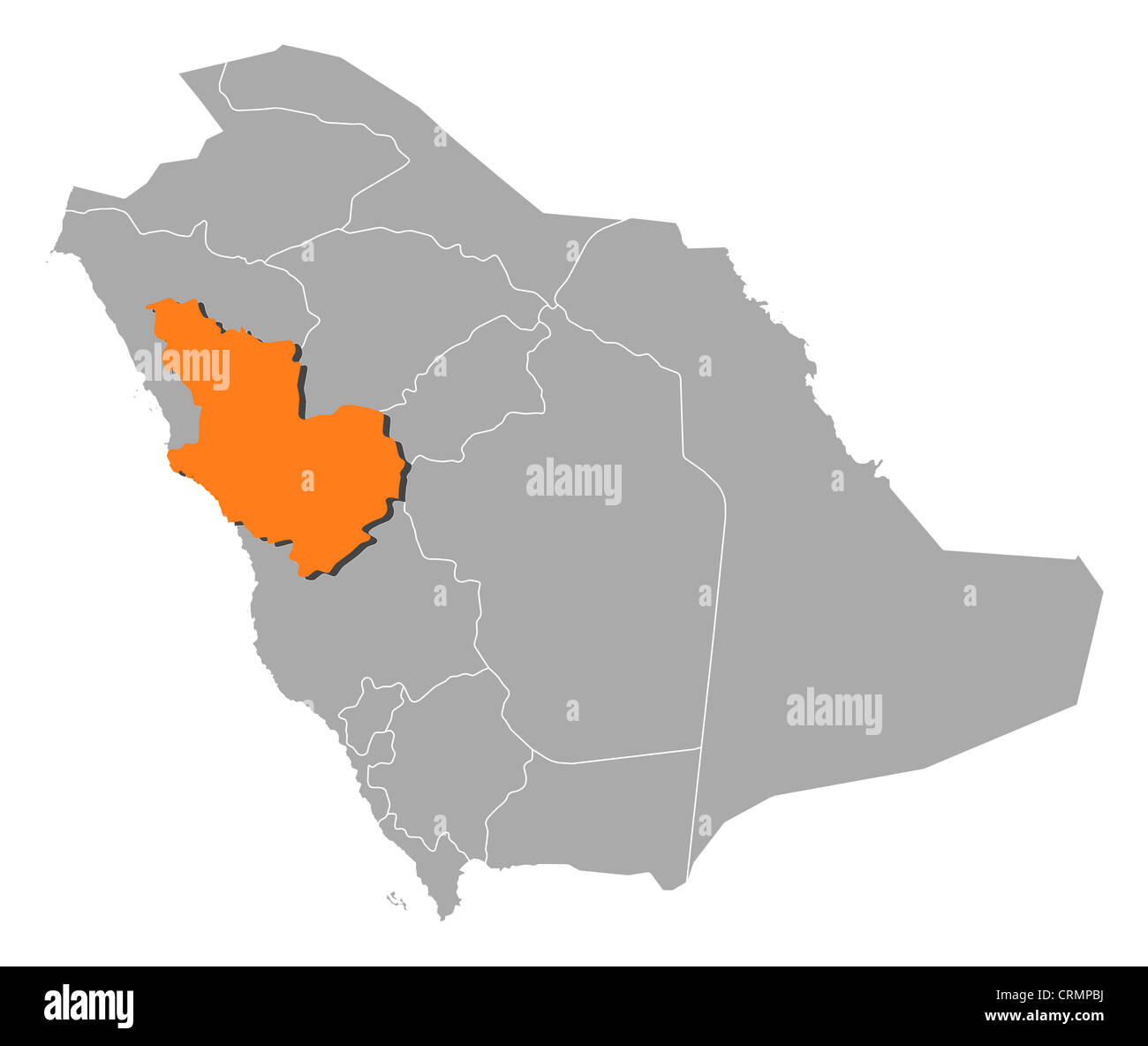 Political map of Saudi Arabia with the several provinces where Al ...