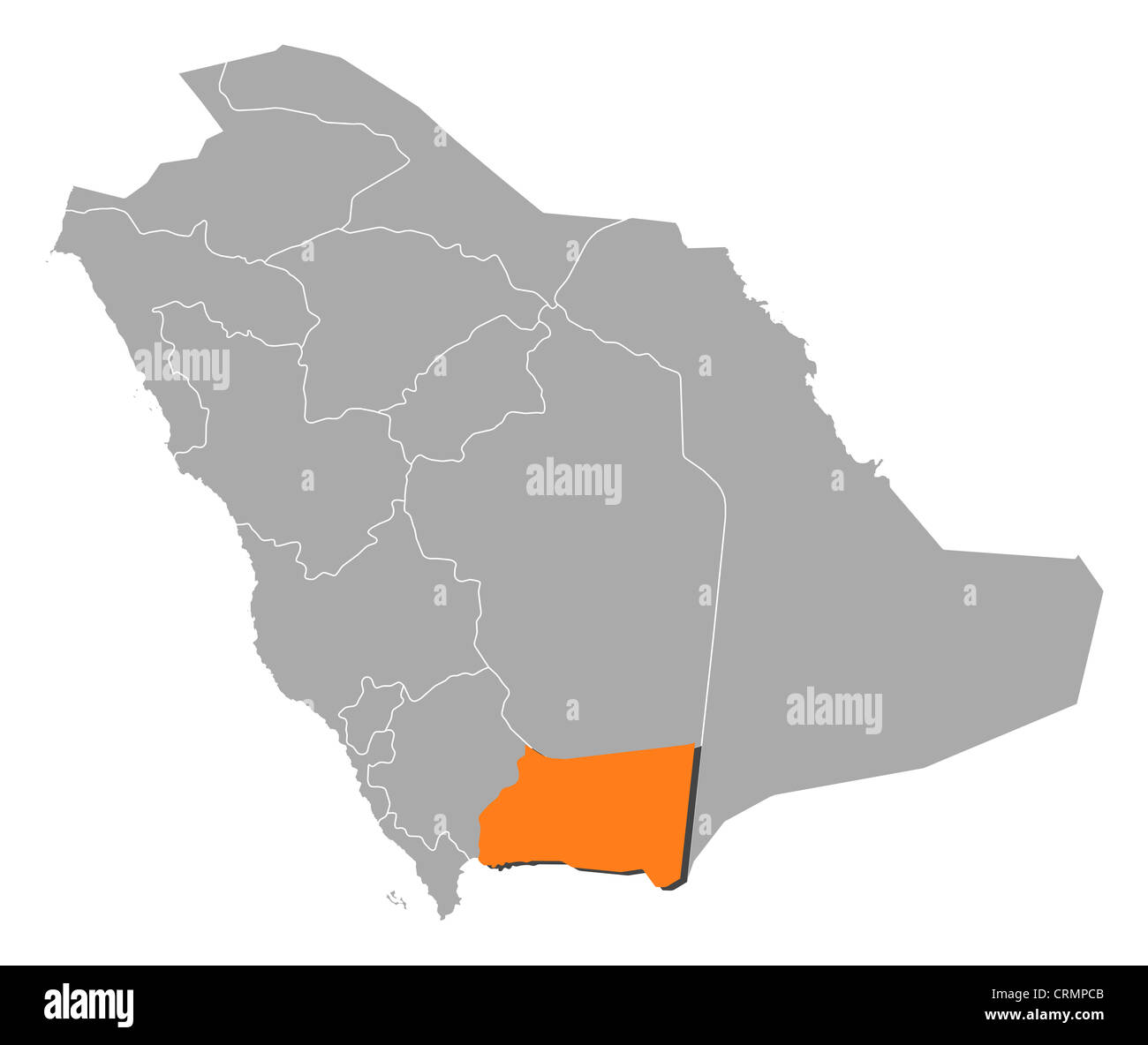 Political map of Saudi Arabia with the several provinces where Najran ...