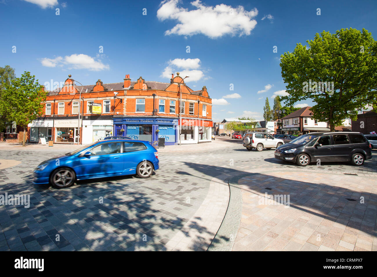 Poynton village in Cheshire uses a shared space where pedestrians and ...