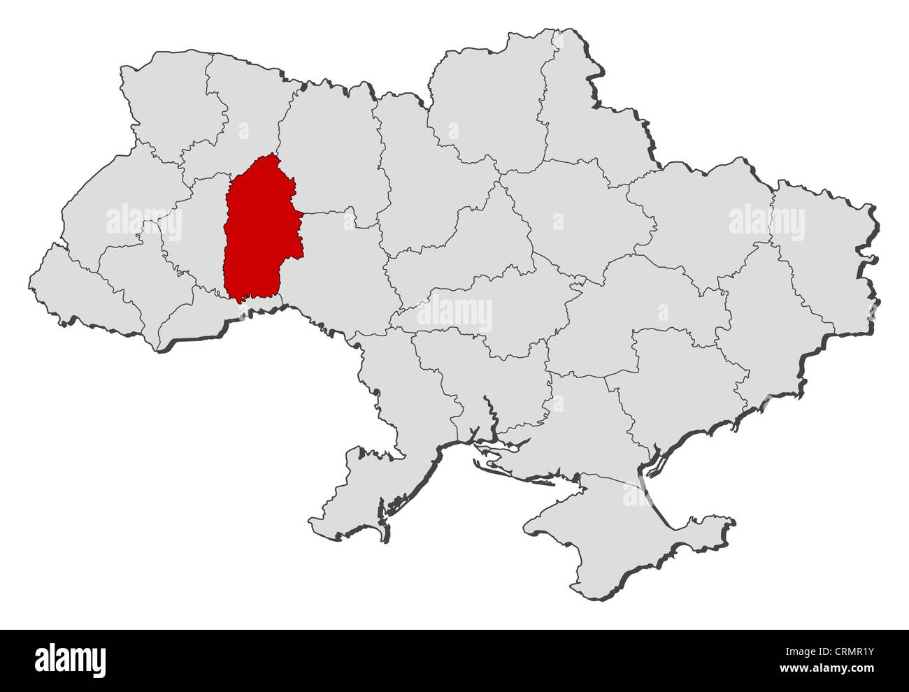Political map of Ukraine with the several oblasts where Khmelnytskyi is ...