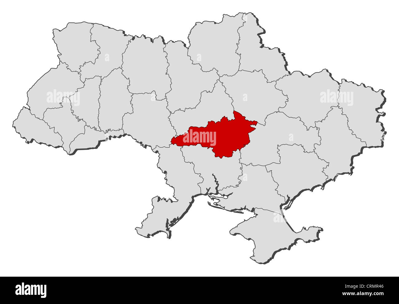 Political map of Ukraine with the several oblasts where Kirovohrad is ...
