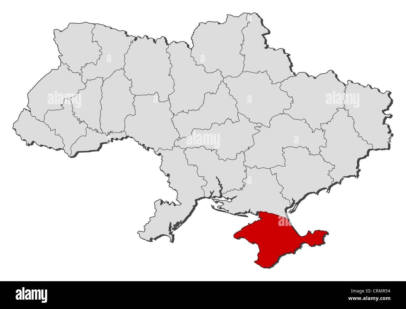 Political map of Ukraine with the several oblasts where Crimea is ...