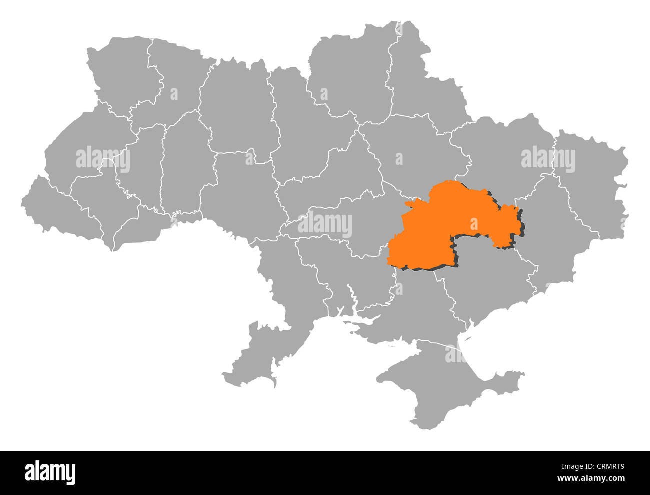 Political map of Ukraine with the several oblasts where Dnipropetrovsk ...