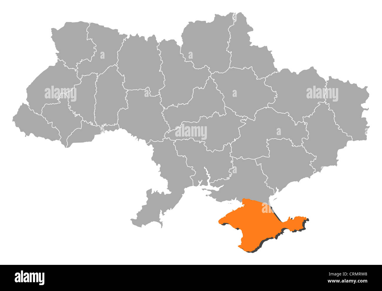 Political map of Ukraine with the several oblasts where Crimea is ...