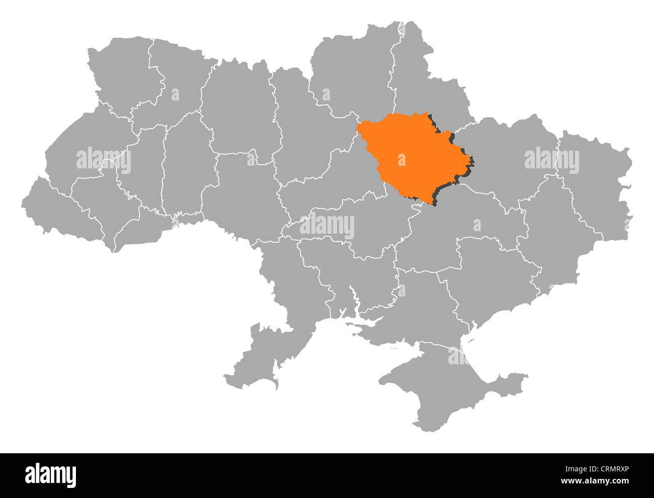 Political map of Ukraine with the several oblasts where Poltava is ...