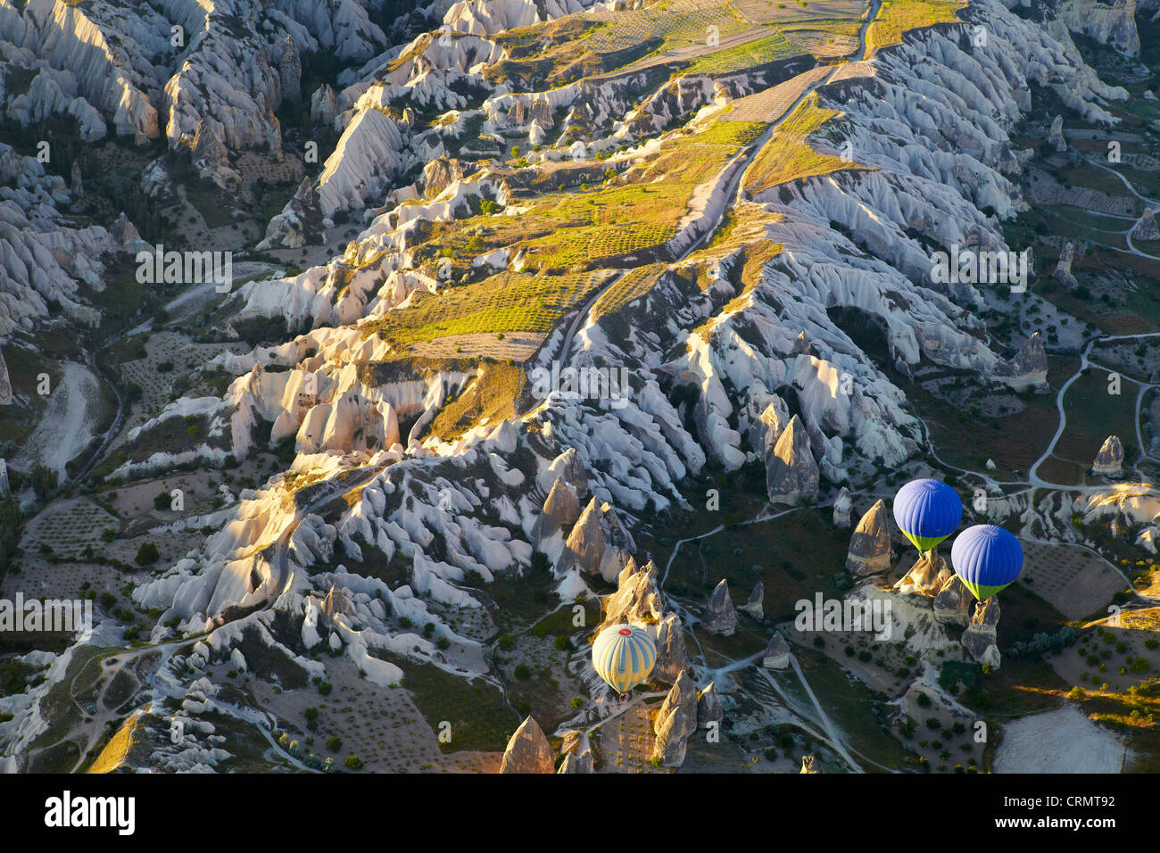 Cappadocia - Turkey, view from the balloon around Nevsehir, flying over ...