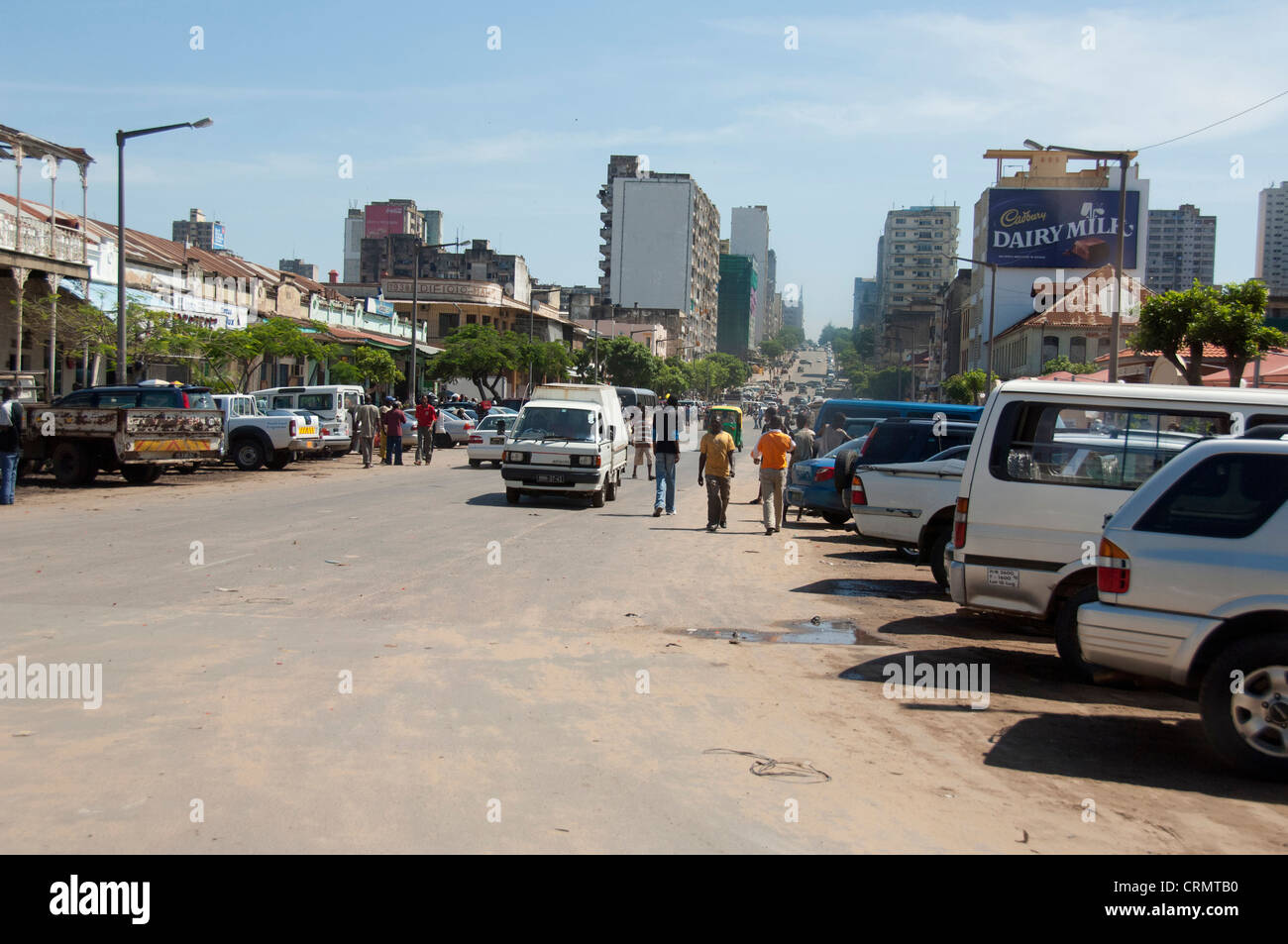 Africa, Mozambique, Maputo. Typical street scene in downtown Maputo ...