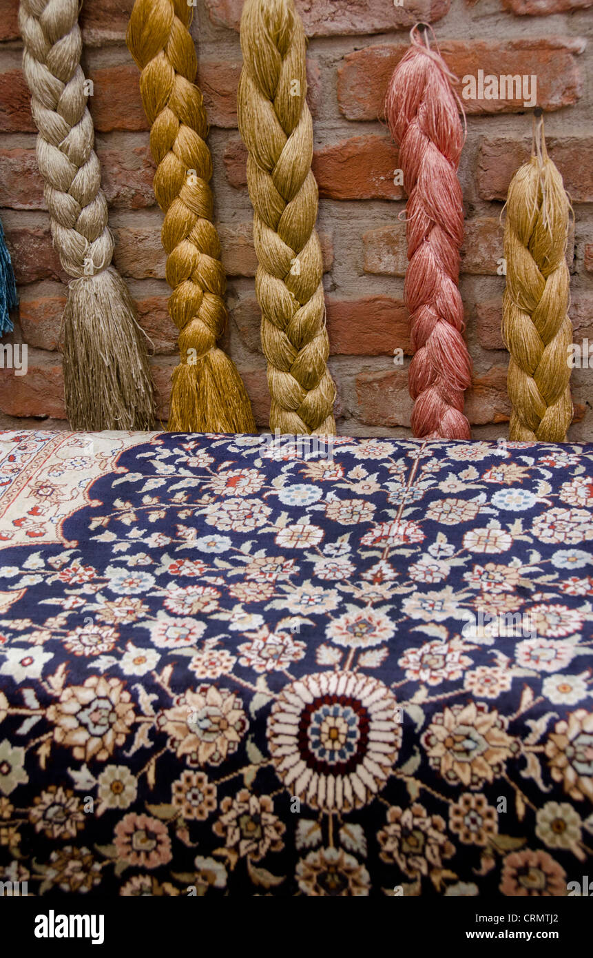 Turkey, Kusadasi. Turkish carpet workshop & showroom. Traditional silk ...