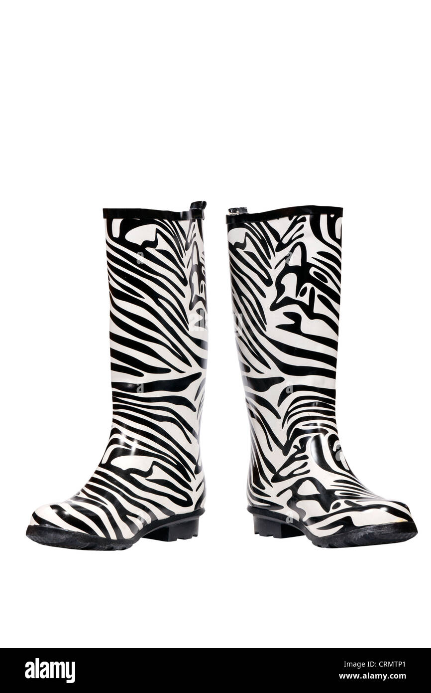 Zebra pattern rubber boots Stock Photo - Alamy