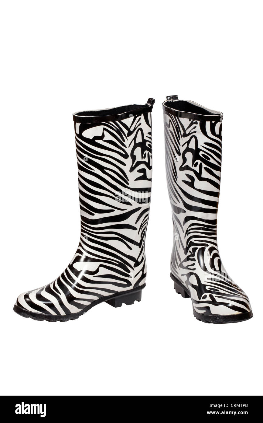 Zebra pattern rubber boots Stock Photo - Alamy