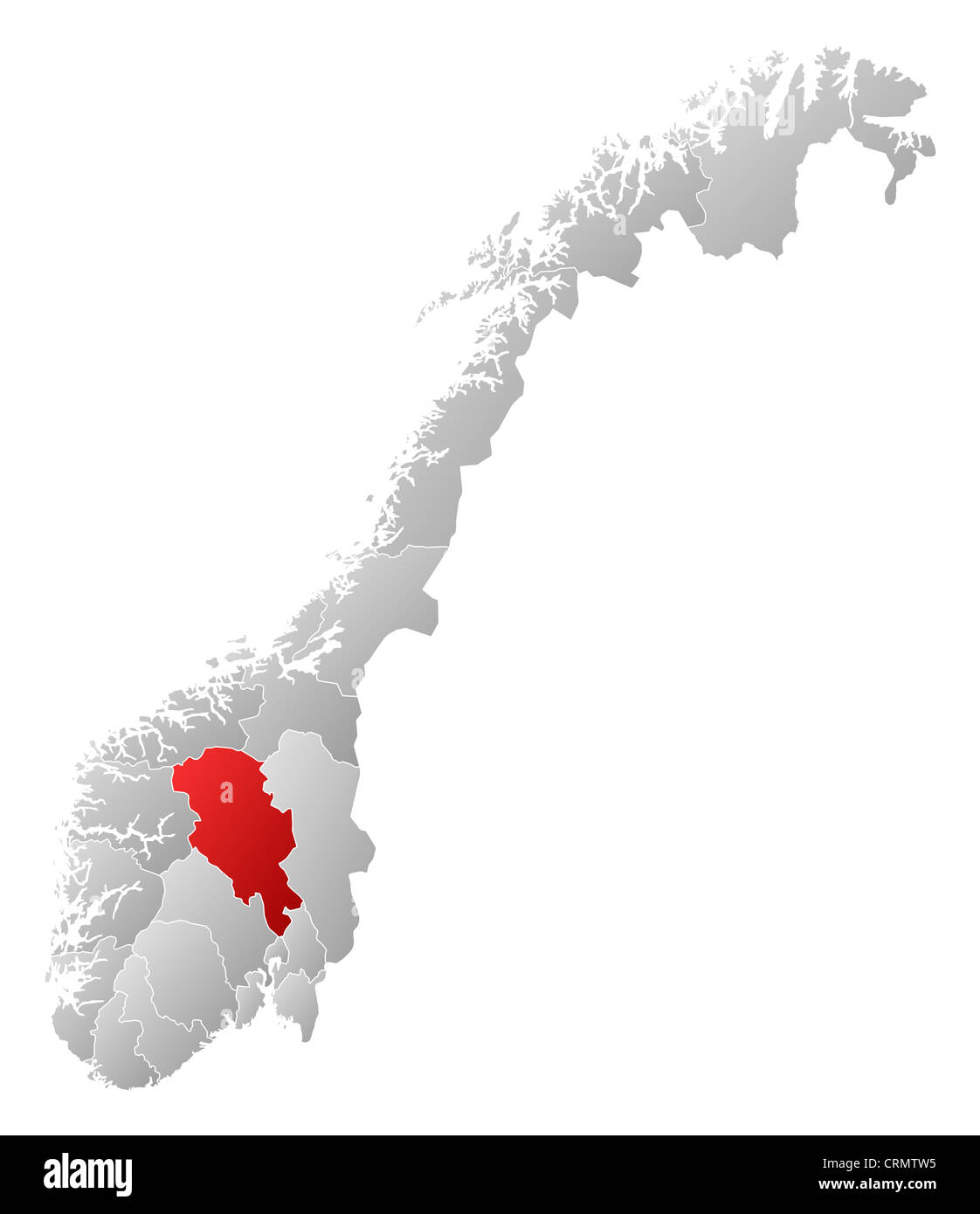 Political map of Norway with the several counties where Oppland is ...