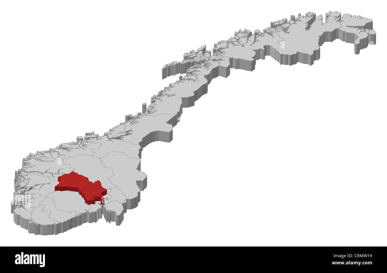 Political map of Norway with the several counties where Buskerud is ...