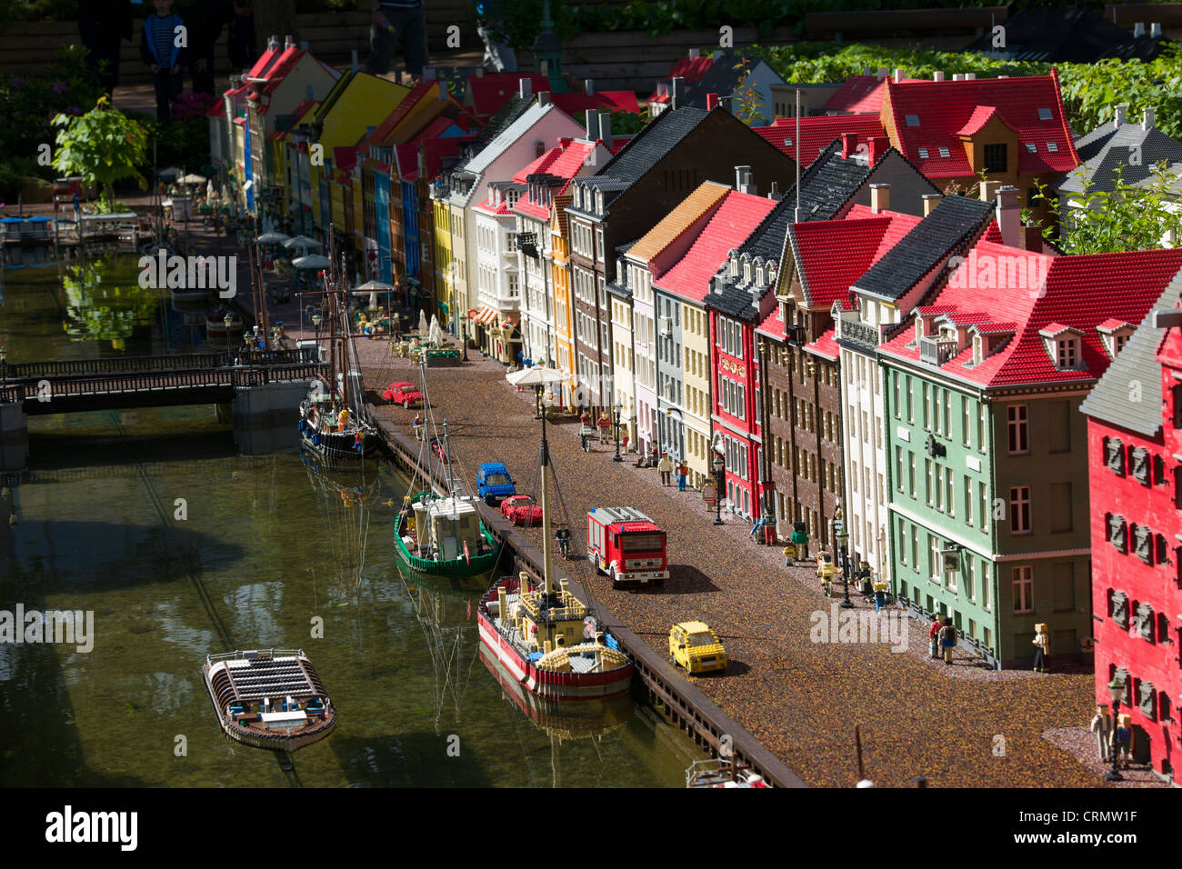 Lego boats passing houses in Miniland, Legoland, Billund, Denmark Stock ...