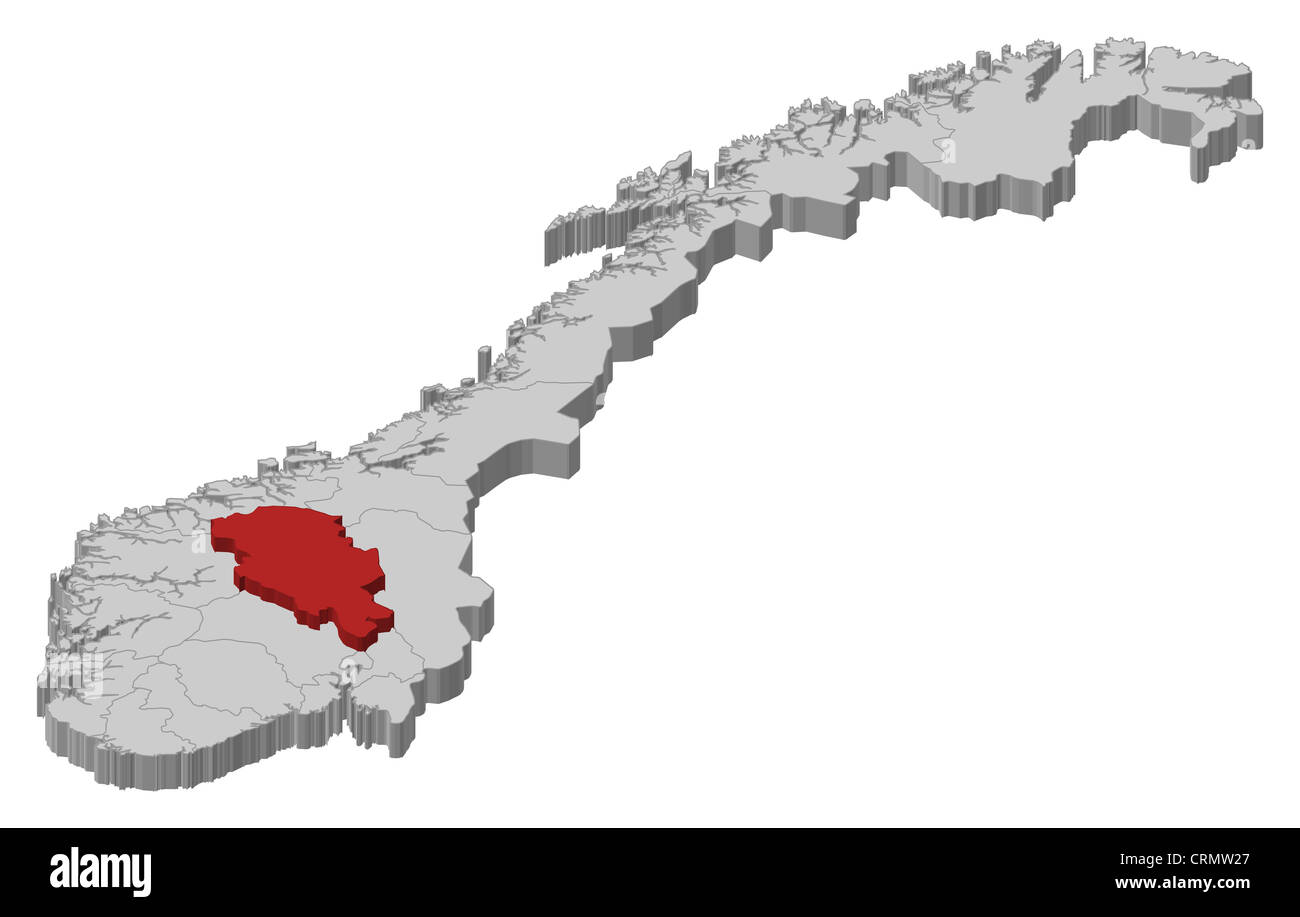 Political map of Norway with the several counties where Oppland is ...