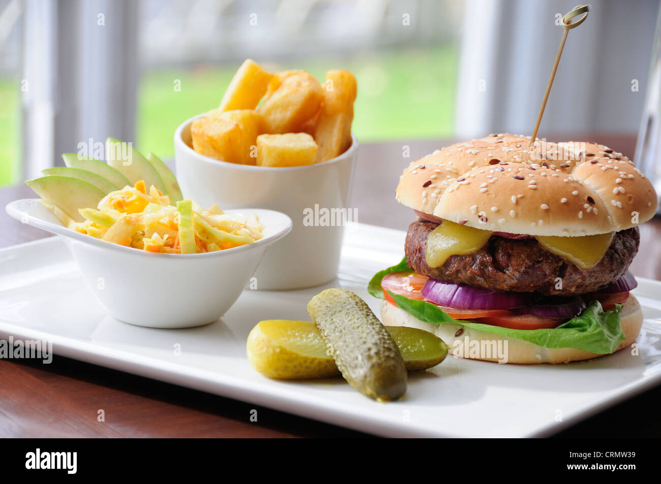 Burger and chips beef burger hi-res stock photography and images - Alamy