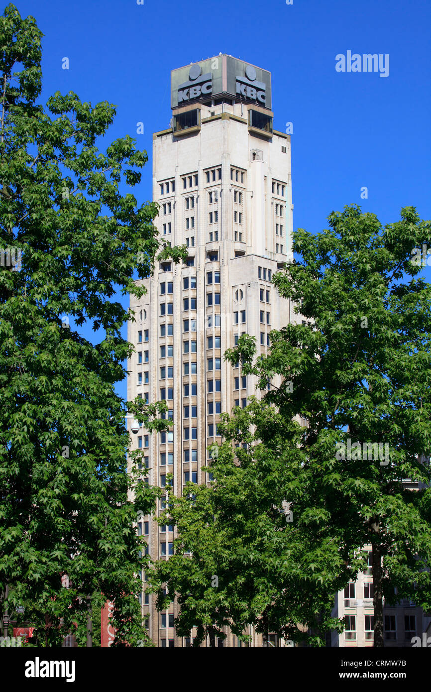 The KBC Tower (Europe's tallest skyscraper until 1952) in Antwerp ...