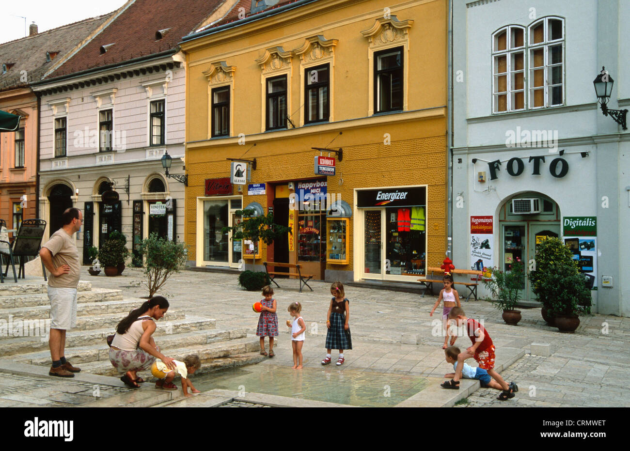 Hungary, Pecs, Jokai Square, children playing Stock Photo - Alamy