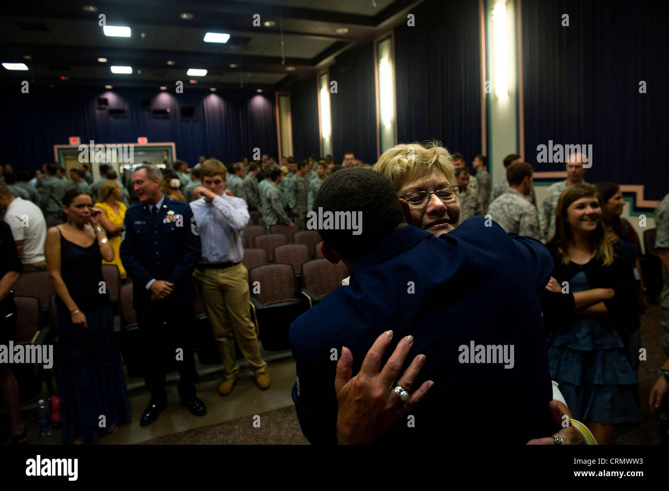 Pat Forester hugs U.S. Air Force Staff Sgt. Johnnie Yellock Jr., a ...