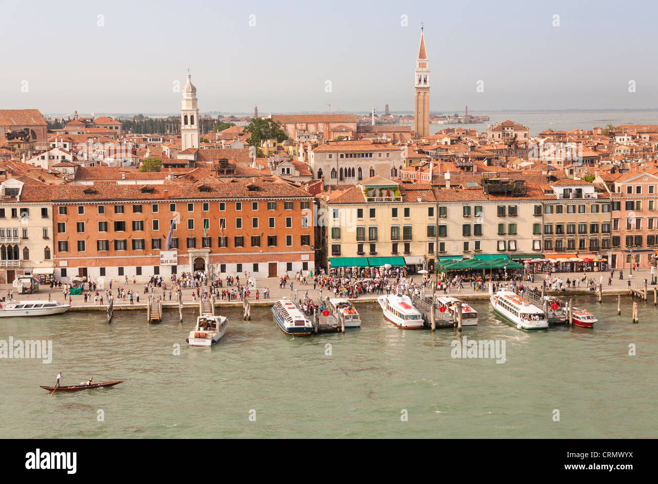 Panoramic view of buildings, rooftops, promenade and Canale di San ...