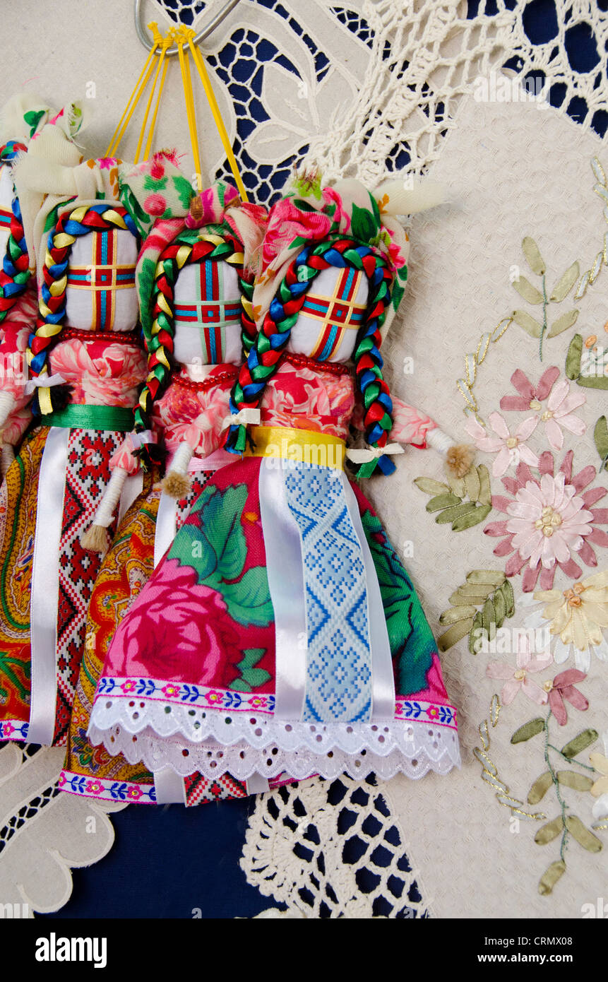 Ukraine, Odessa. Typical Ukrainian textile souvenir handicrafts, lace ...