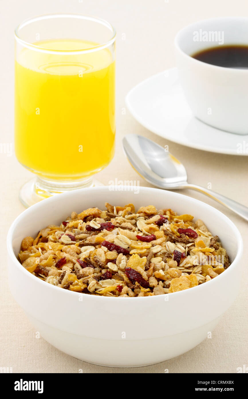 delicious breakfast with fresh orange juice, hot coffee and a healthy ...