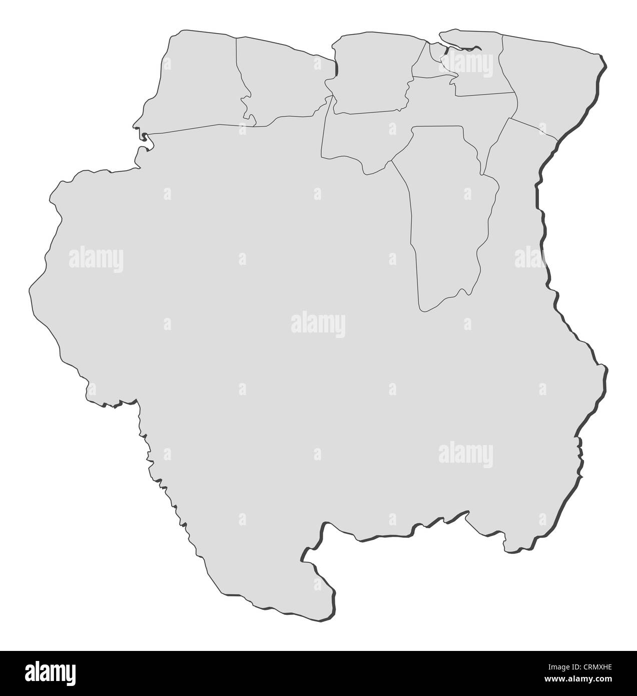 Political map of Suriname with the several districts Stock Photo - Alamy