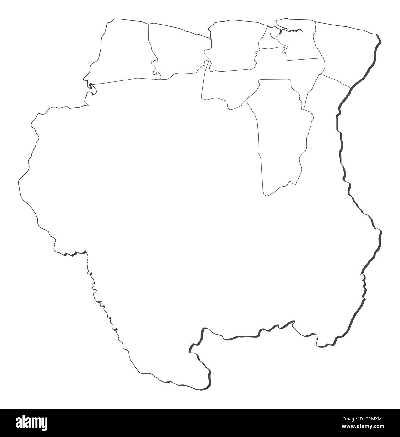 Political map of Suriname with the several districts Stock Photo - Alamy