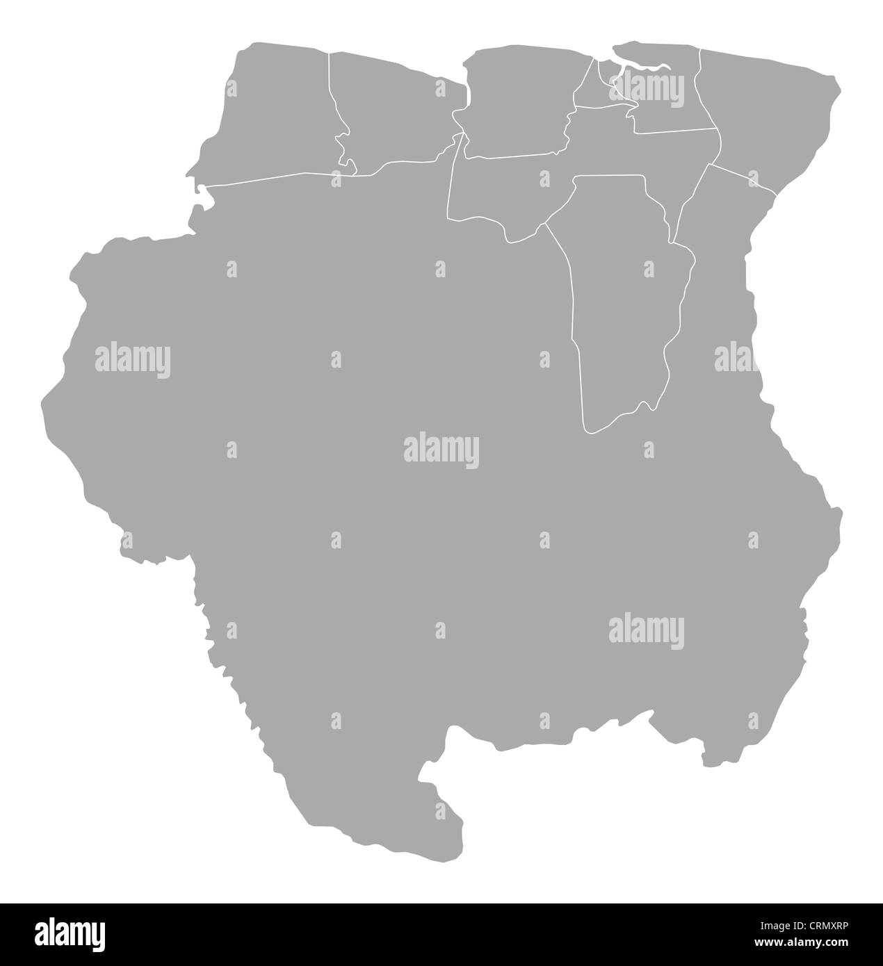 Political map of Suriname with the several districts Stock Photo - Alamy
