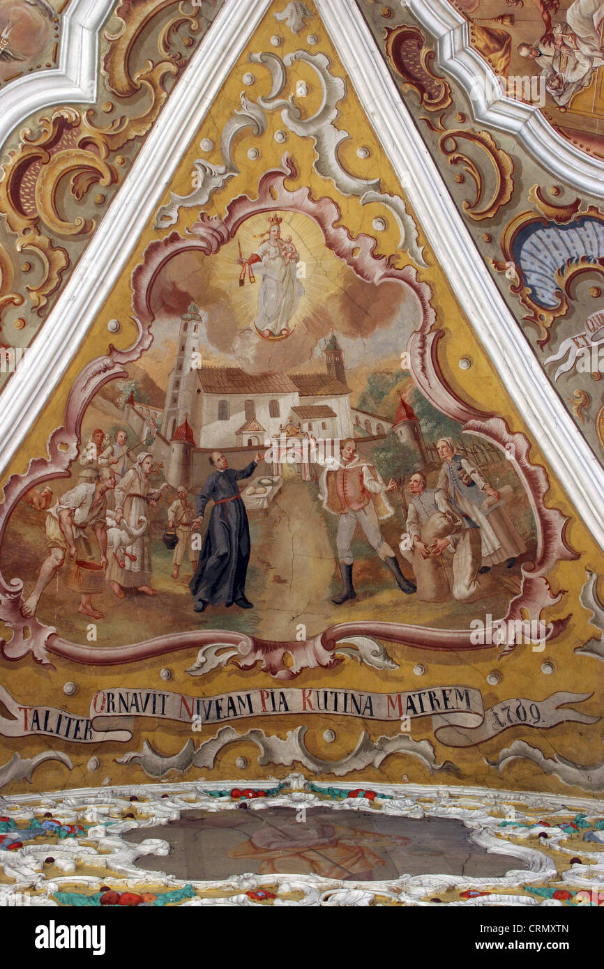 Fresco painting on the ceiling of the church Stock Photo - Alamy