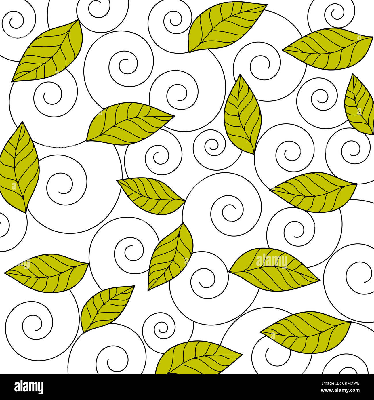 Green leaves and spiral pattern Stock Photo - Alamy