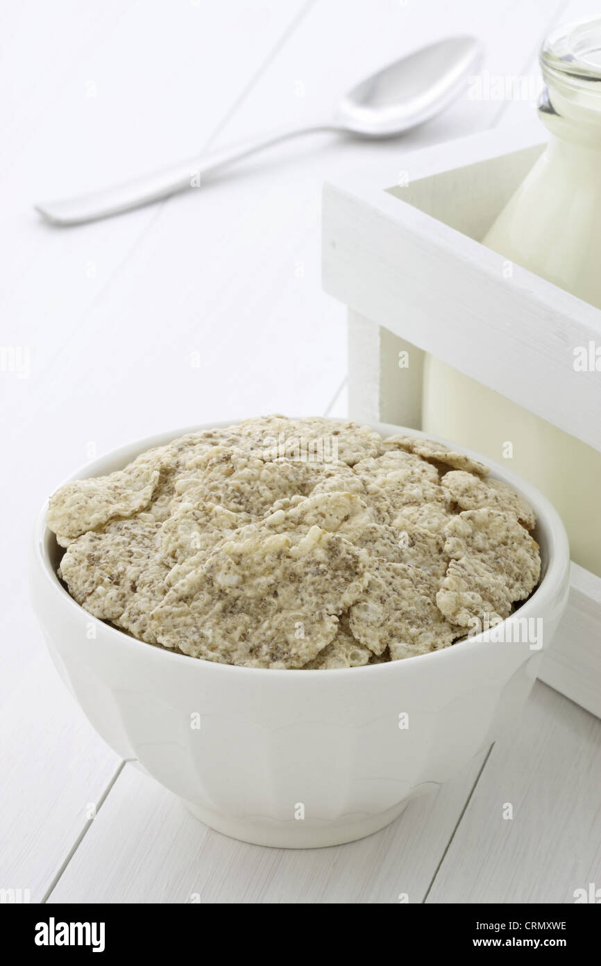 Delicious and nutritious lightly toasted breakfast cereal rice flakes ...