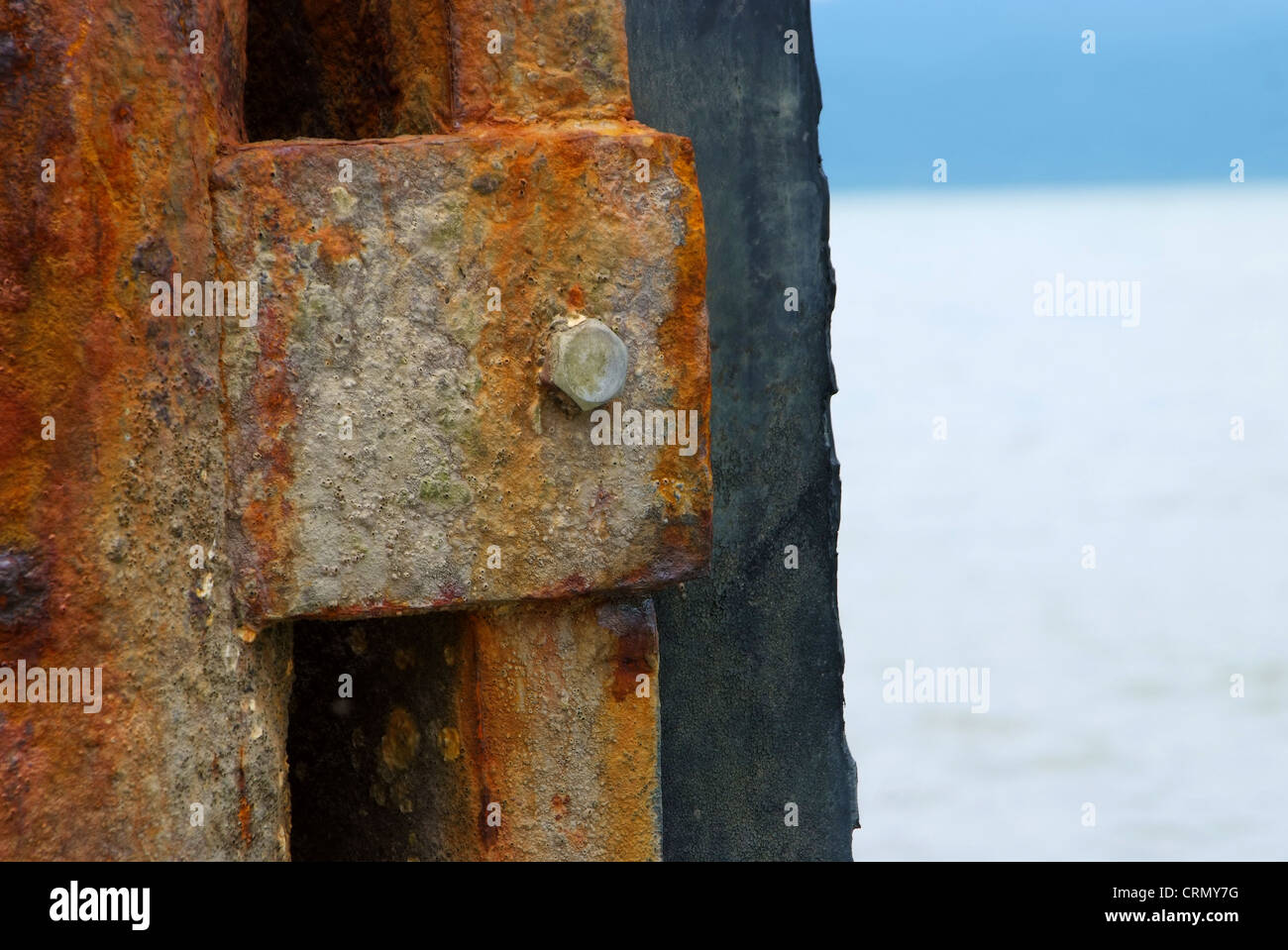 Closeup of Steel columns massive rusty at the wharf Stock Photo - Alamy