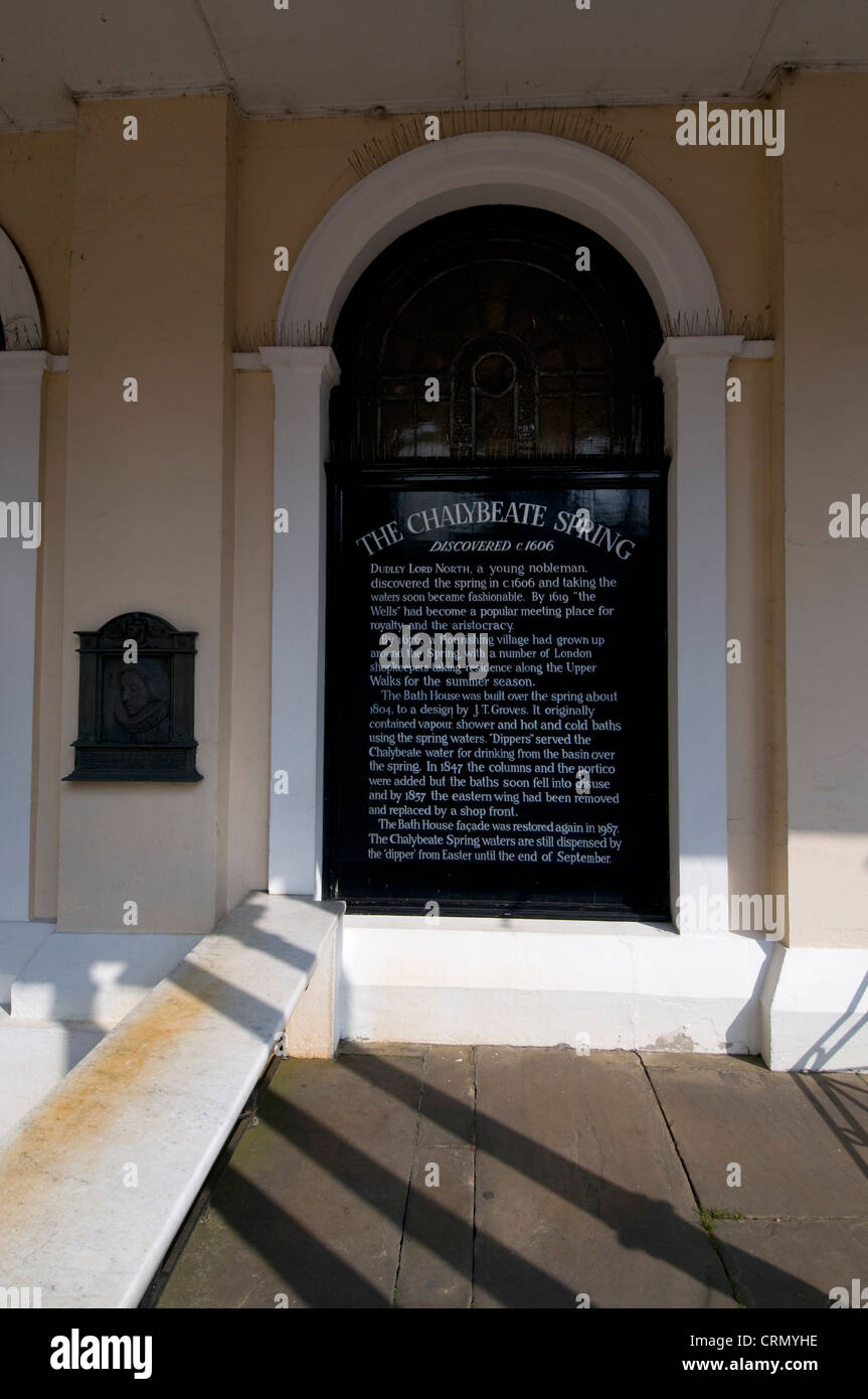 The Chalybeate Spring on the wall of the Bath House and Chalybeate ...
