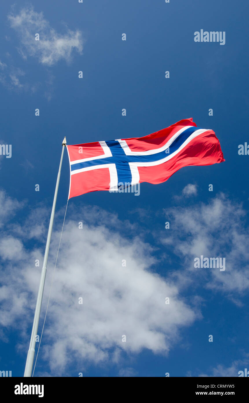 Norway, Bergen. Norway flag Stock Photo - Alamy