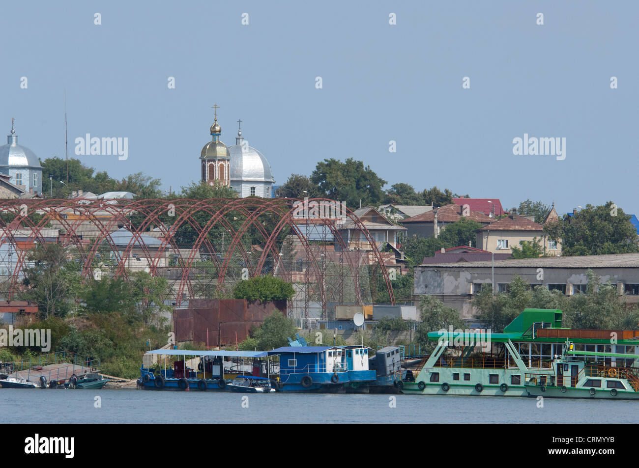 Romania, Dobrudgea region, Tulcea, Danube Delta. Sulina channel town ...