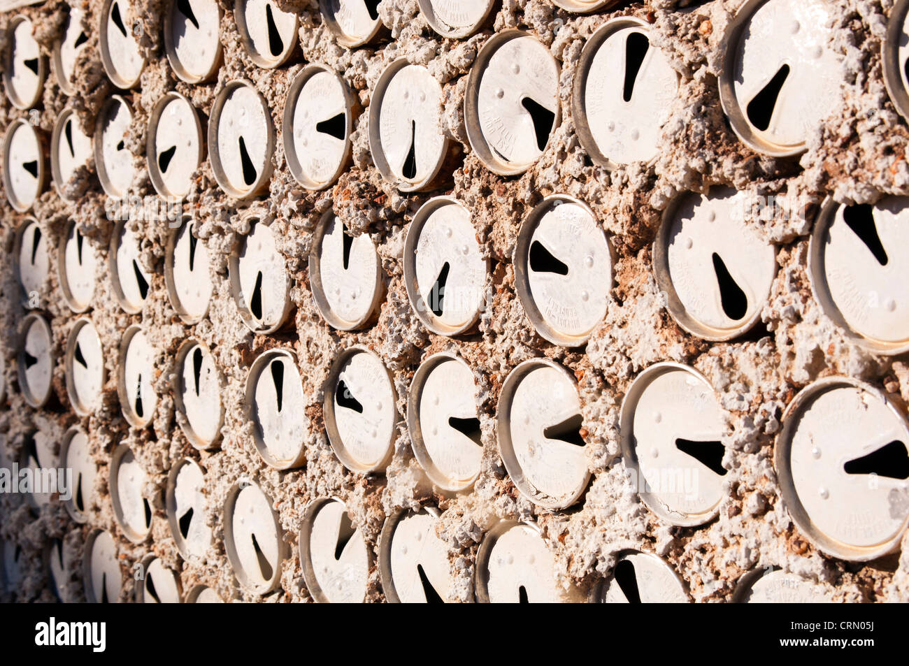 Old beer cans used to build a wall as a background texture Stock Photo ...