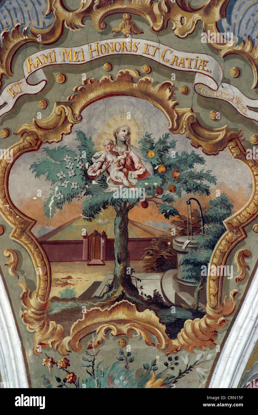 Fresco painting on the ceiling of the church Stock Photo - Alamy