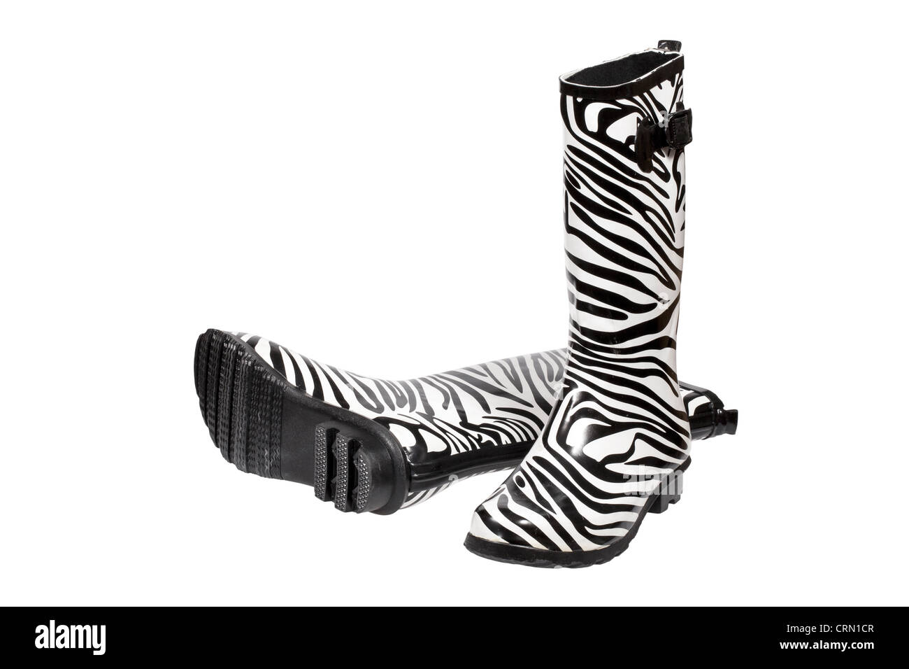 Zebra pattern rubber boots Stock Photo - Alamy