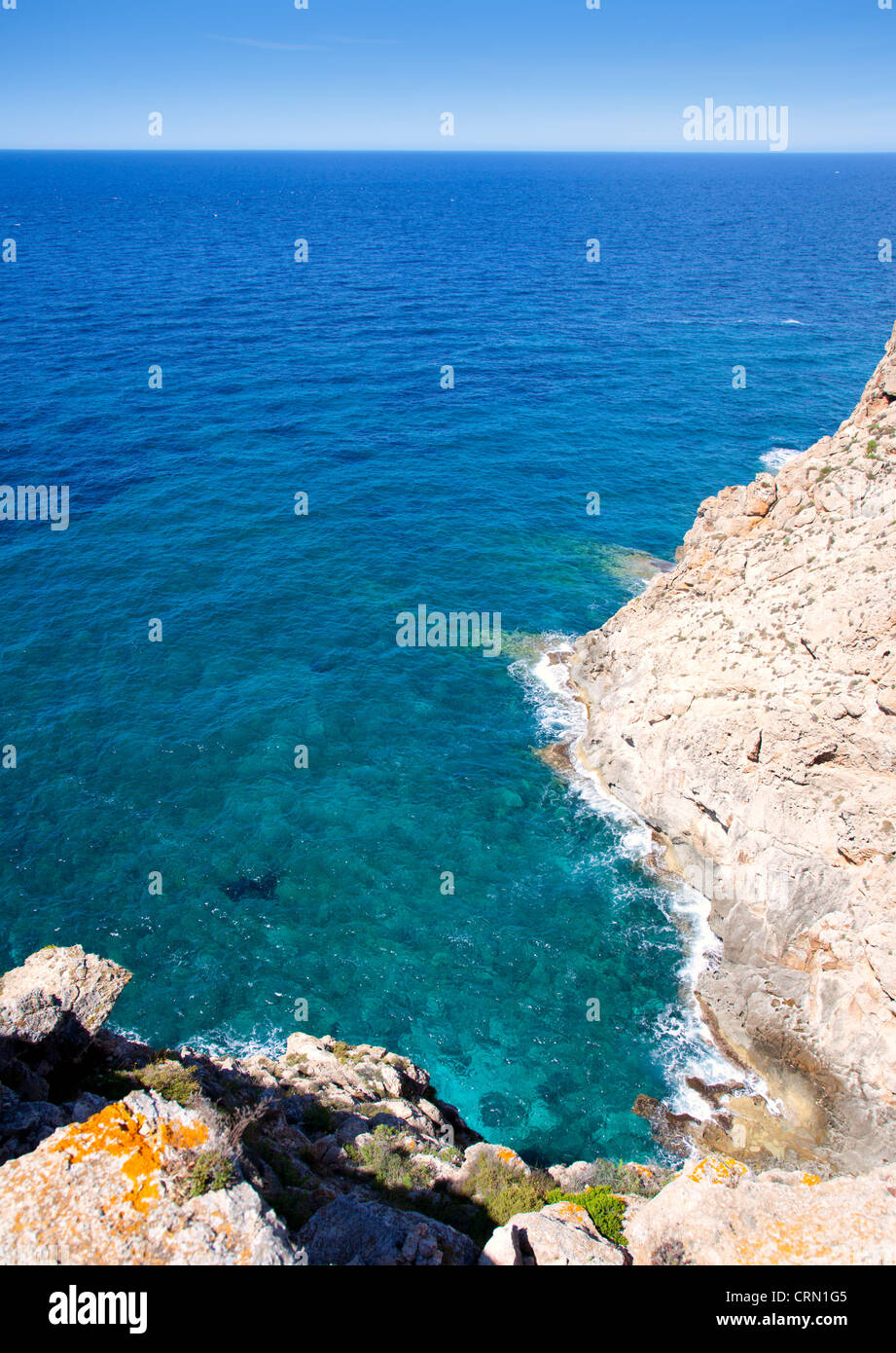Balearic Mediterranean sea high view from Barbaria Formentera island ...