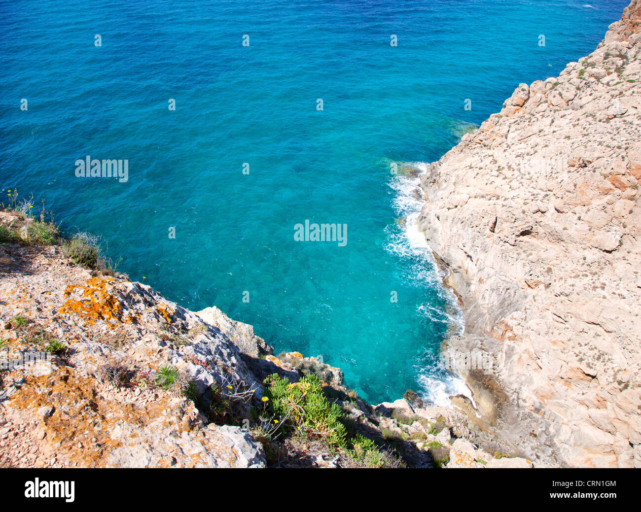 Balearic Mediterranean sea high view from Barbaria Formentera island ...