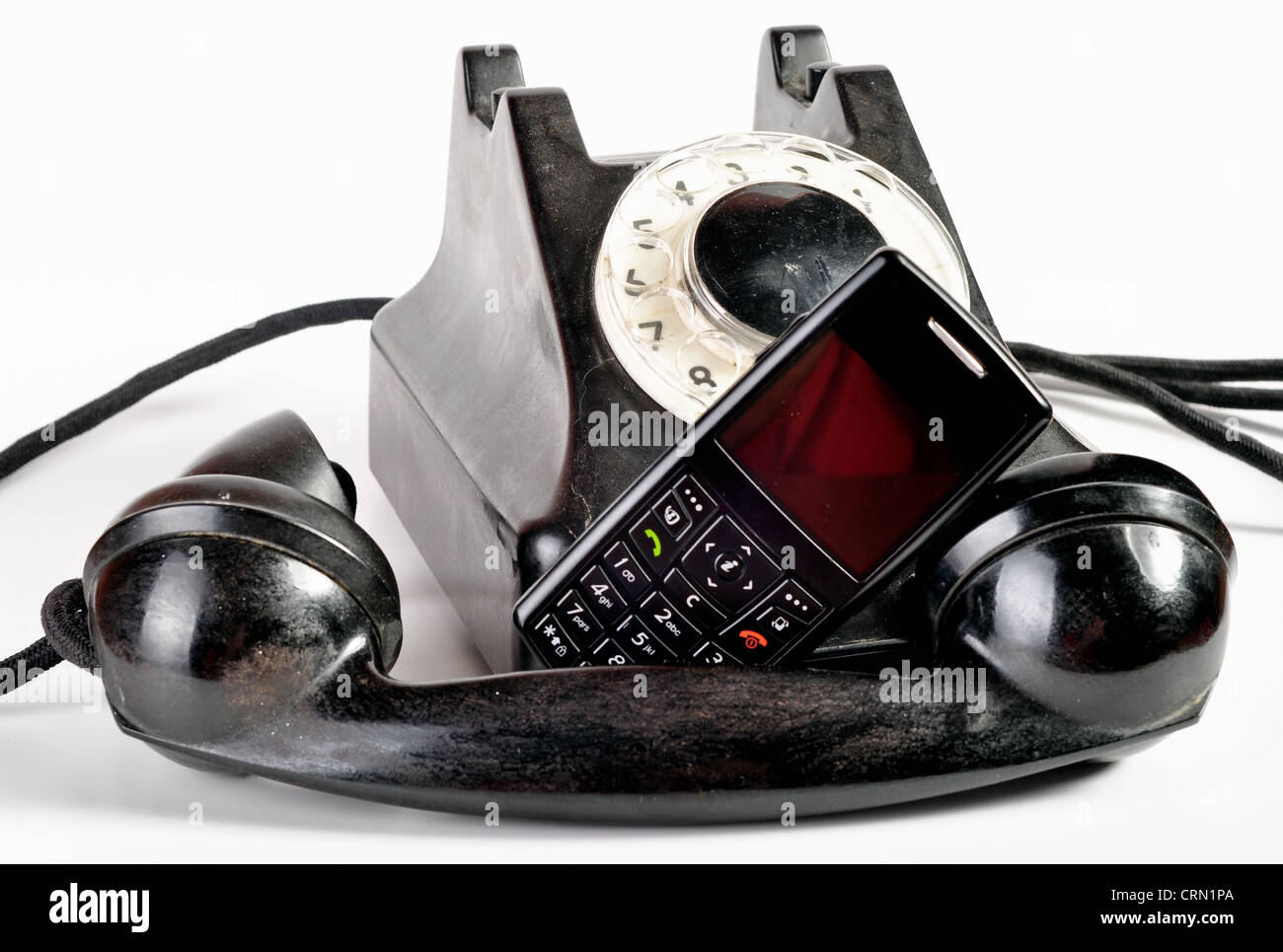 Photo of modern phone and old phone compared with themselves Stock ...