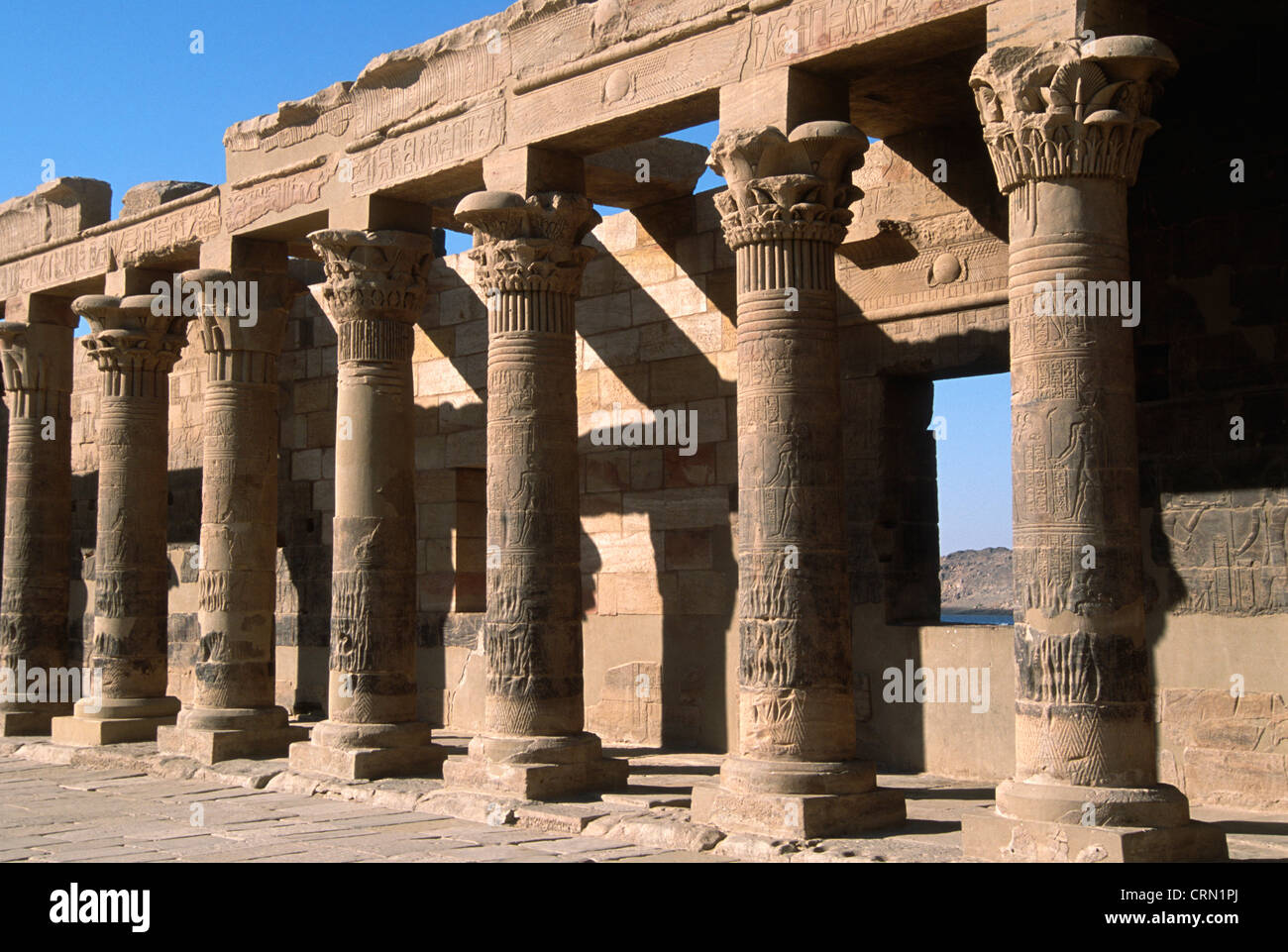 Egypt, Aswan, Temple of Philae, Outer Temple Court Stock Photo - Alamy