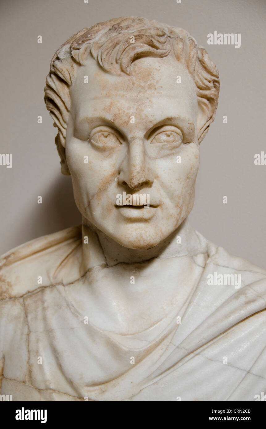 Turkey, Ephesus. Ephesus Museum. Marble bust of Menandros, circa 4th ...