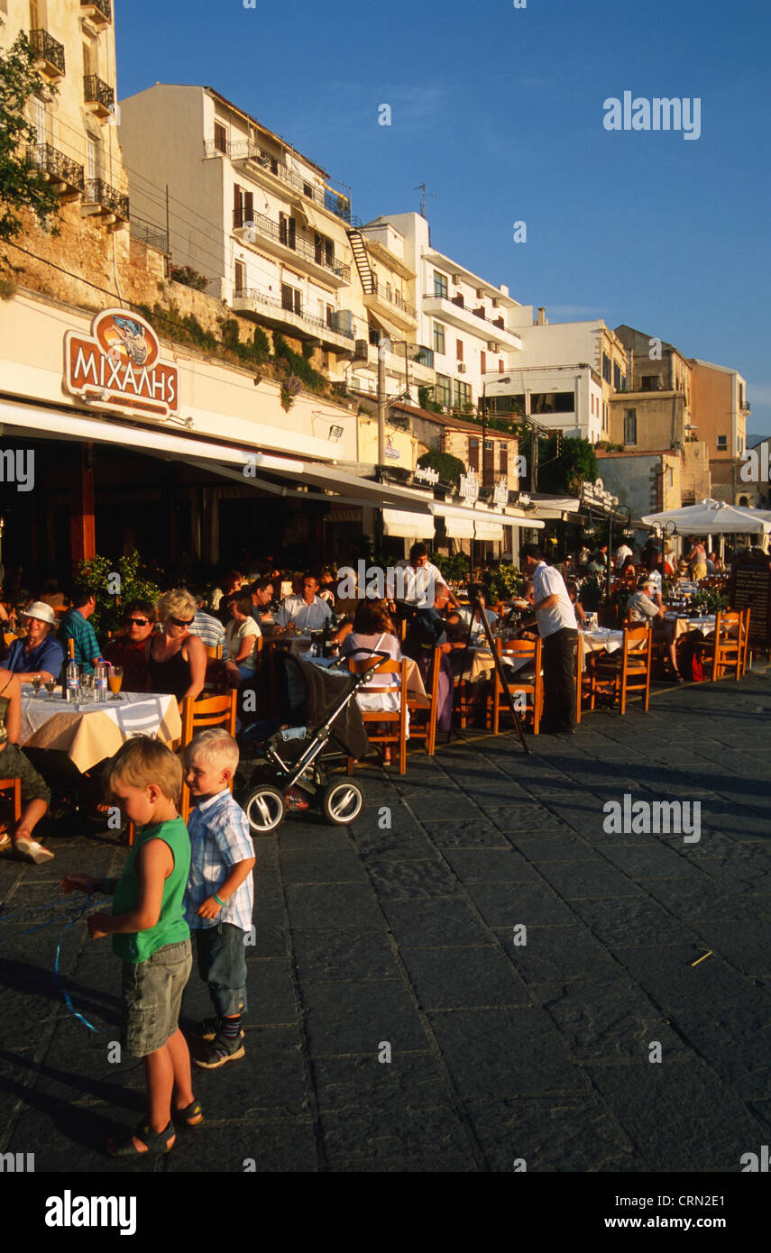 Greece, Crete, Hania, street scene, restaurants, people Stock Photo - Alamy
