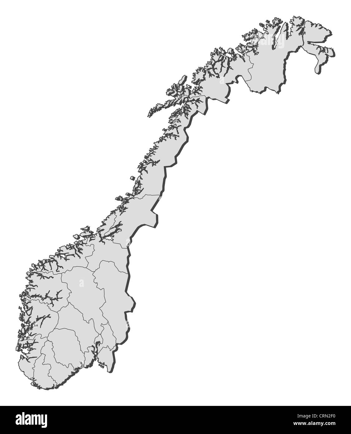Political map of Norway with the several counties Stock Photo - Alamy