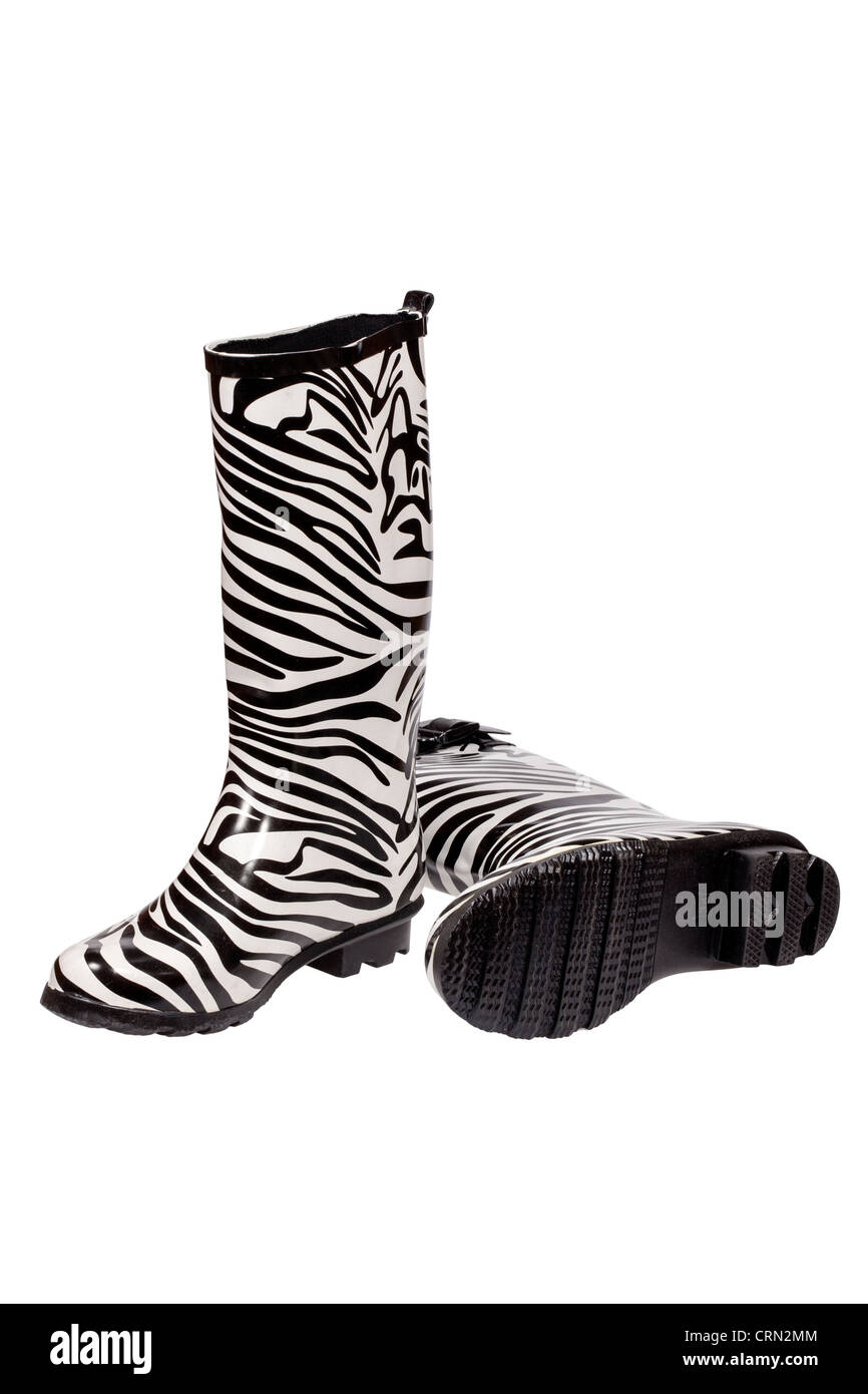 Zebra pattern rubber boots Stock Photo - Alamy