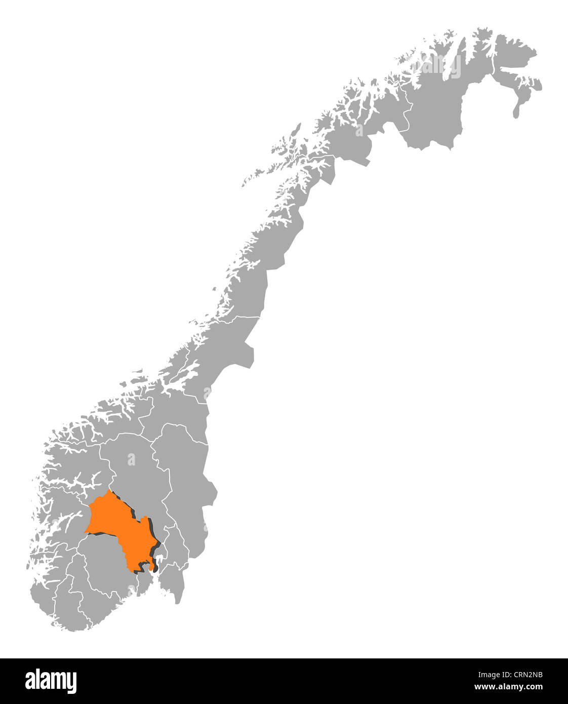 Political map of Norway with the several counties where Buskerud is ...
