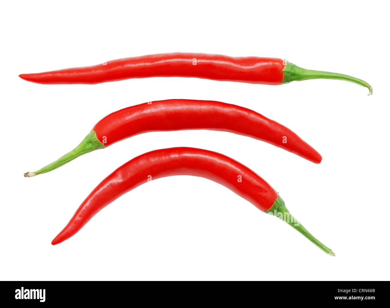 Three red hot chili peppers isolated on white background Stock Photo ...