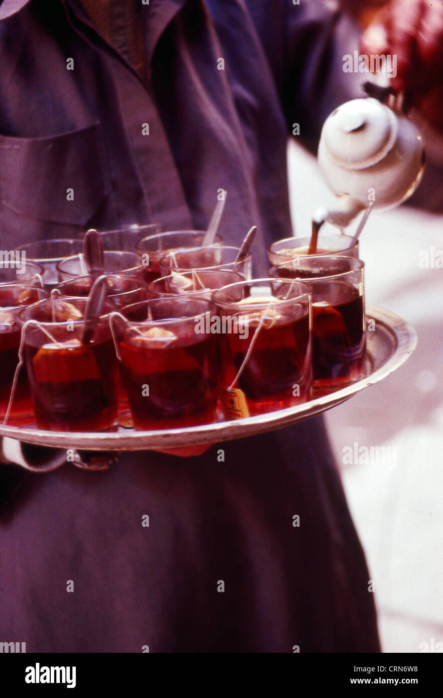 Man serving Tea, Khan al Khalili district , Cairo, Egypt Stock Photo ...