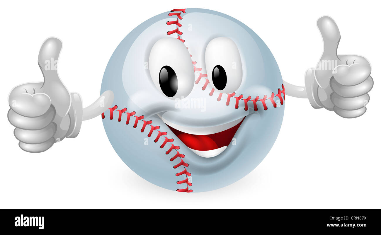 Illustration of a cute happy baseball ball mascot man smiling and ...